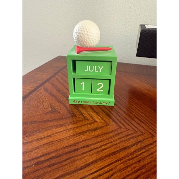 Office | Hallmark Golf Desk Perpetual Calendar Heavy Wooden Block Golf ...